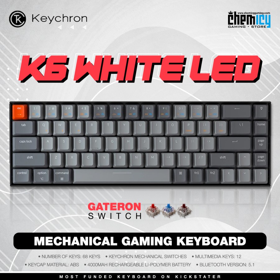 Jual Keychron K6 White LED Plastic Frame Mechanical Gaming Keyboard ...