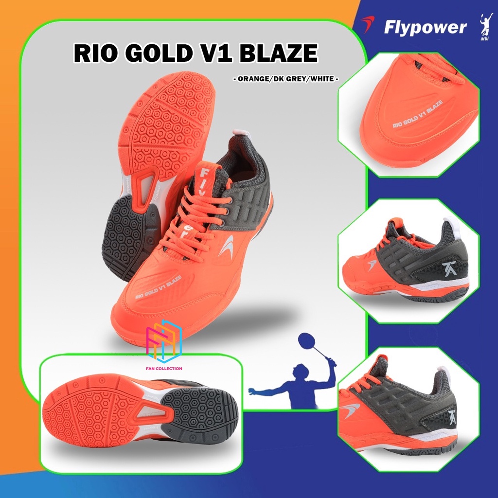Jual FLYPOWER NEW-RIO GOLD V1 BLAZE SEPATU BADMINTON ORIGINAL | Shopee ...