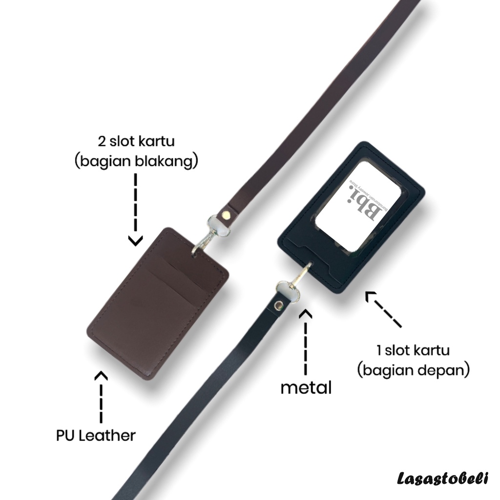 Jual ID Card Holder Lanyard Kulit Aws Kalung Name Tag Kantoran LCHAWSS ...