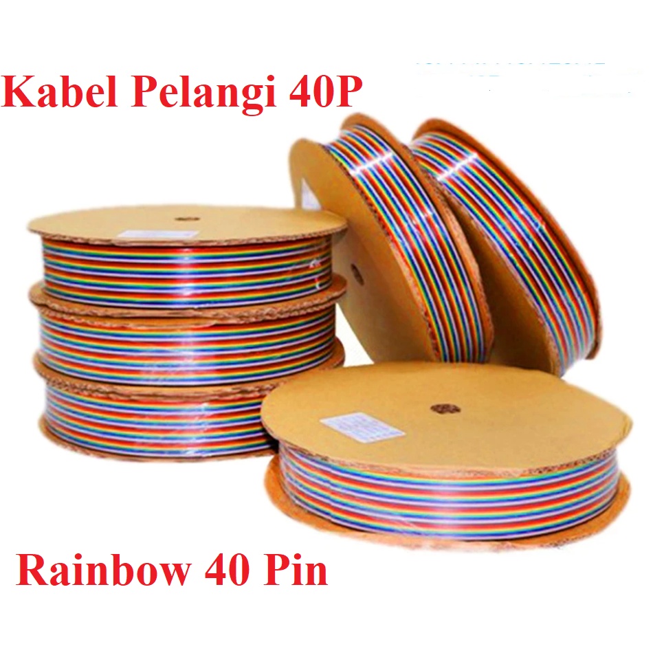 Jual KABEL PELANGI RAINBOW PITA RIBBON DuPont 40 PIN 40P 40 P | Shopee ...
