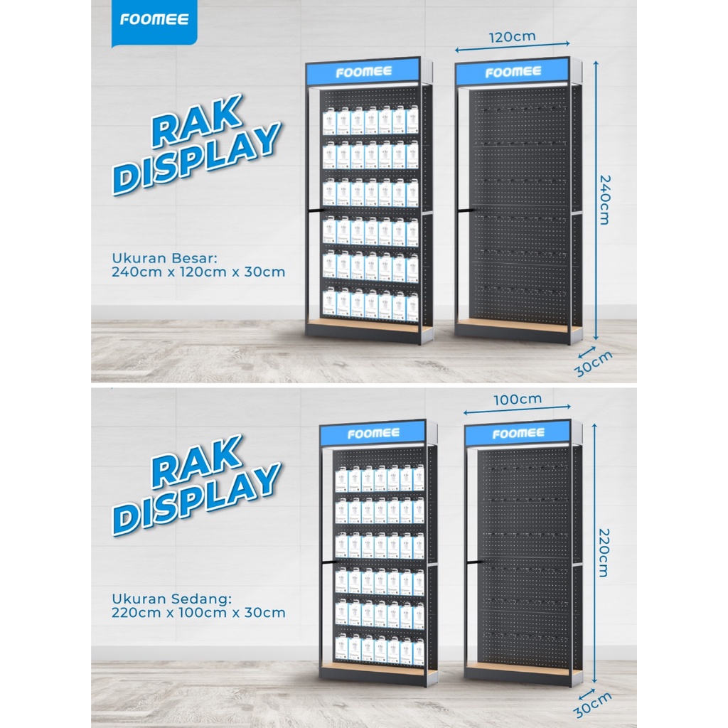 Jual FOOMEE Rak Display Pajangan Aksesoris Ukuran Besar / Sedang + 3 ...