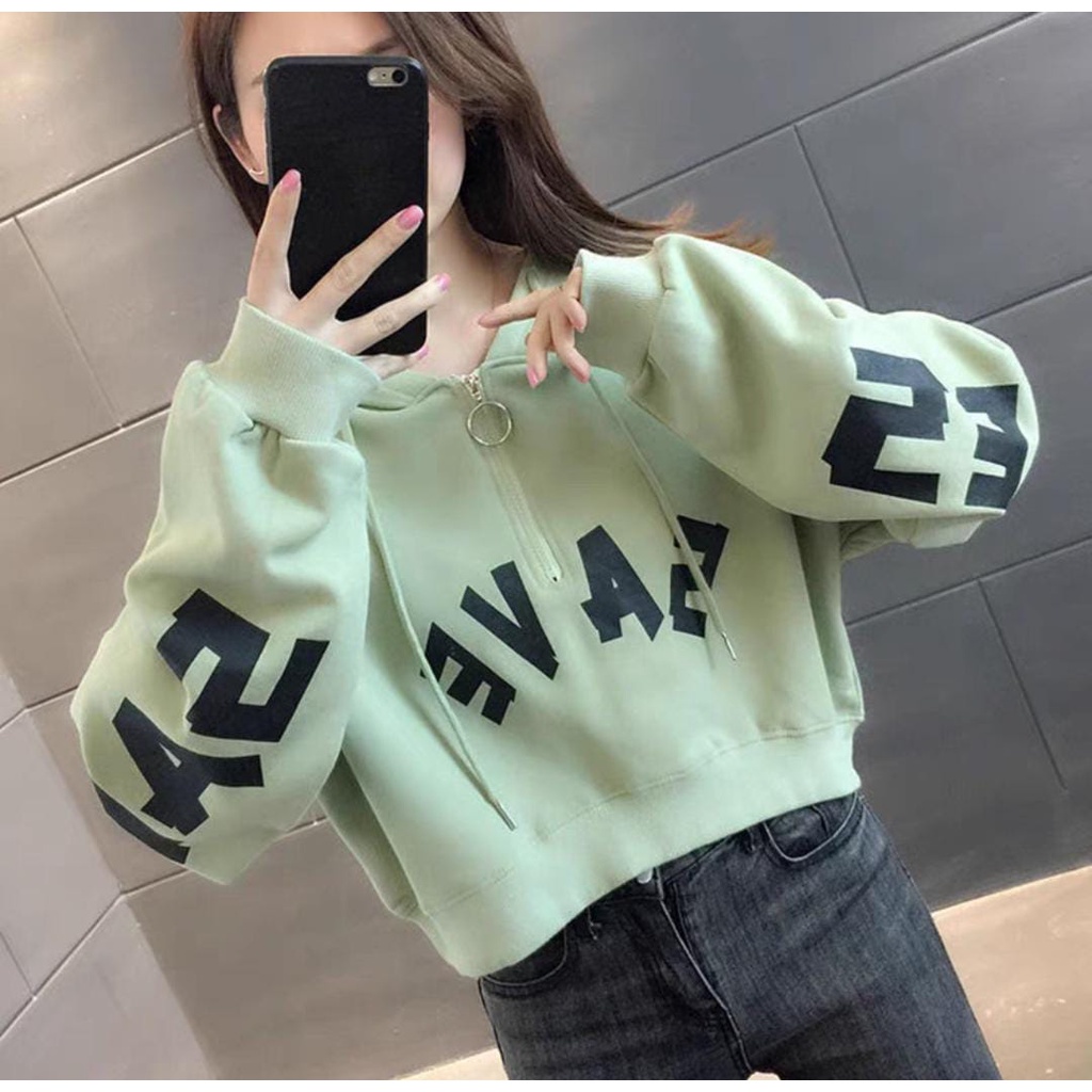 Jual SAVE CROP HODIE ZIPPER RING Sweater Crope Crewneck Outfit ...