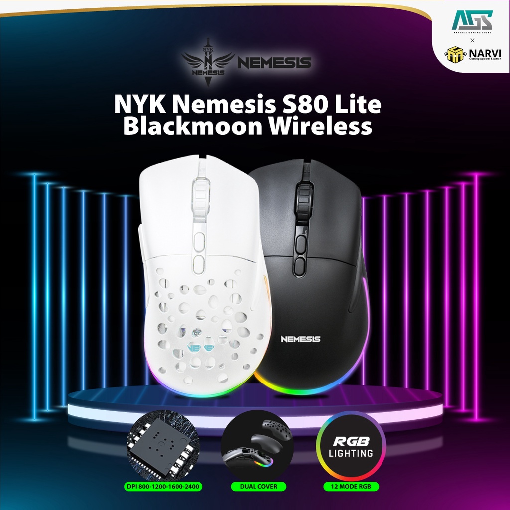 Jual NYK Nemesis S80 Lite Blackmoon Wireless - Gaming Mouse | Shopee ...
