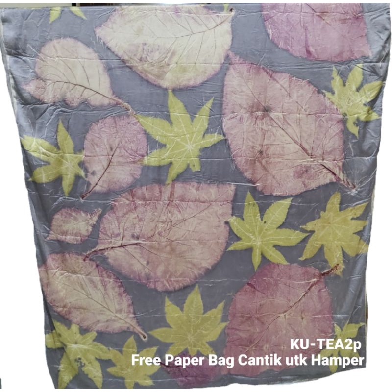 Jual Kain Sutra Batik Ecoprint -/+ 2m x 1.20m Bonus Paper Bag Cantik ...