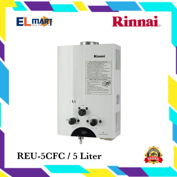 Jual Rinnai Water Heater Gas REU 5CFC 5 CFC REU5CFC 5L 5 Liter Pemanas Air | Shopee Indonesia