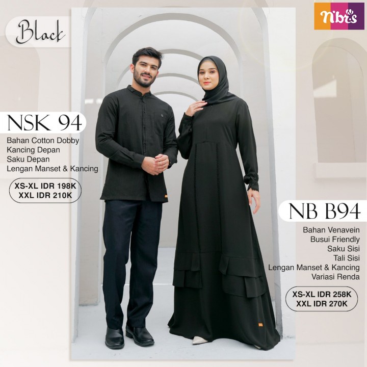 Jual GAMIS NIBRAS NB B94 NSK 94 WHITE BLACK HITAM PUTIH POLOS NBRS ...