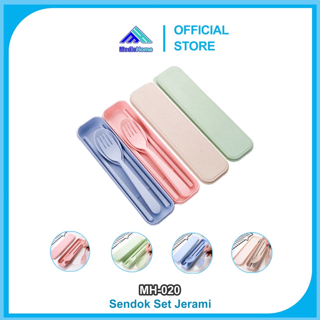 Jual Mediohome Sendok Set Jerami Wheat 3 in 1 Alat Makan Set Jerami ...