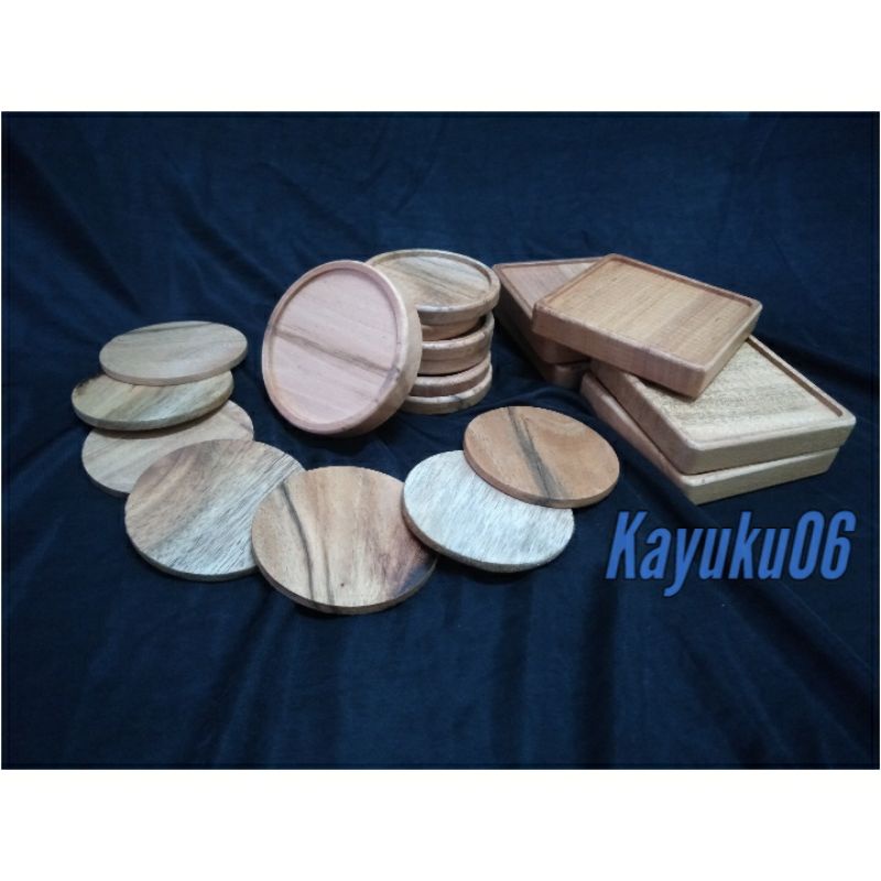 Jual Tatakan Gelas Kayu / Coaster Rustic / Tatakan Kopi / Tatakan ...