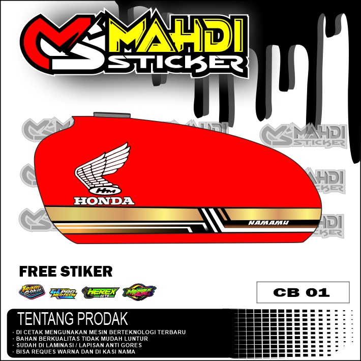 Jual striping tangki cb murah stiker cb hologram glatik striping cb 100 ...