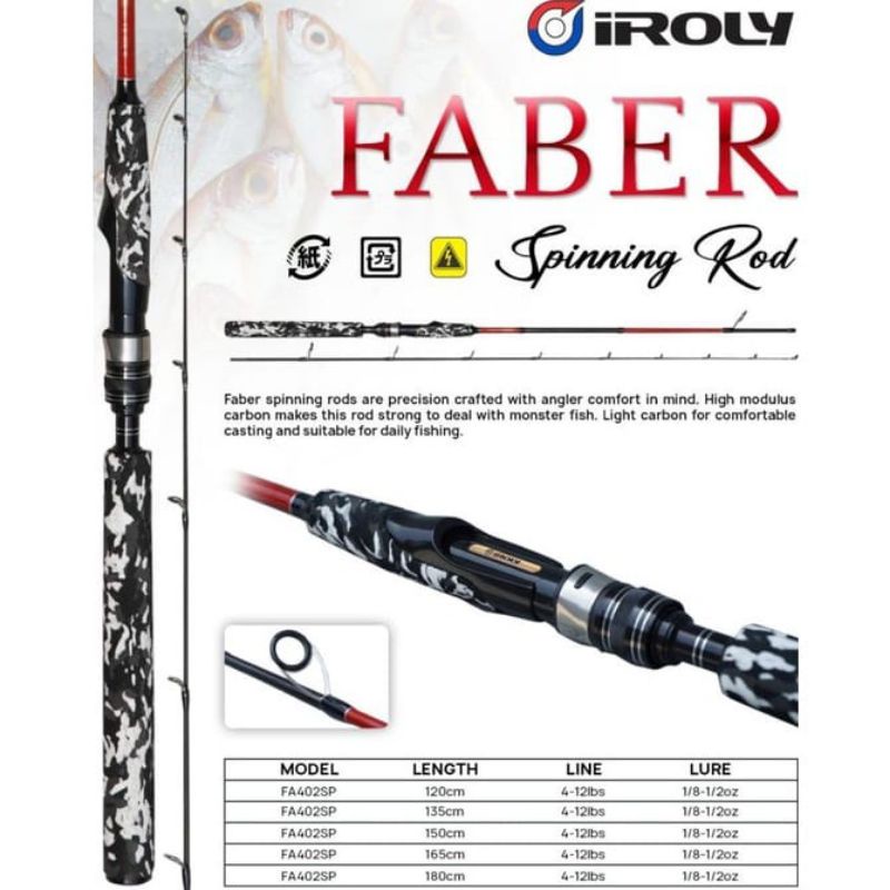 Jual Joran Pancing Iroly Faber 150-180 cm / Joran Carbon Solid Lentur ...