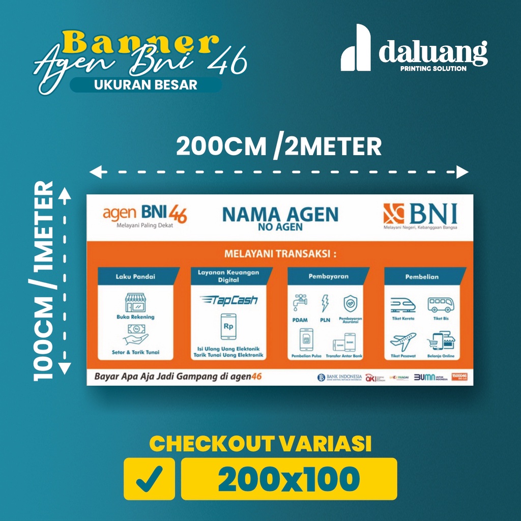 Jual Spanduk Banner Agen 46 Agen46 BNI Custom (Banner Part 3 Ukuran ...