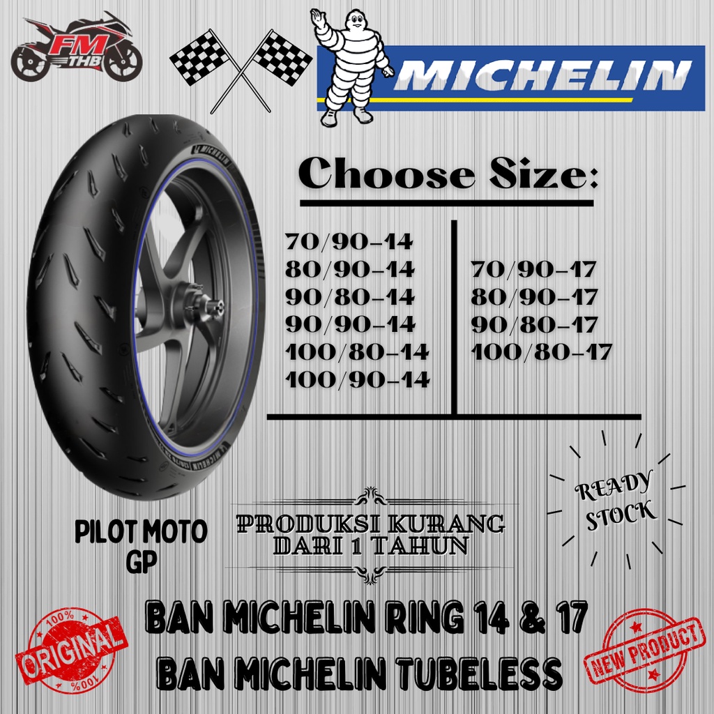 Jual Ban Michelin Pilot Moto GP (Pilih Ukuran) - Ban Motor Michelin Ring 14 & 17 Tubles | Shopee ...