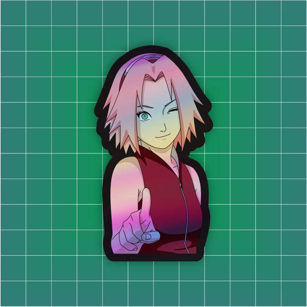 Jual Sticker Anime Hologram Sakura Sticker case Hp & laptop ukuran 7 cm ...