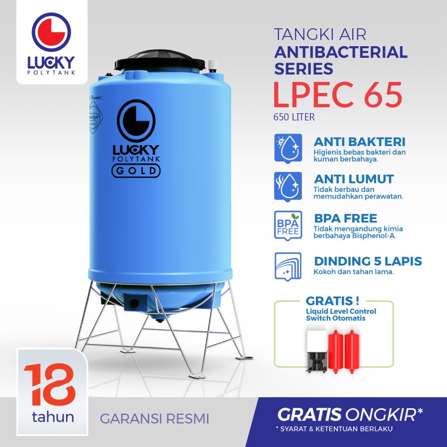 Jual Tangki / Tandon / Toren Air Lucky Polytank E Clean 650 Liter ...