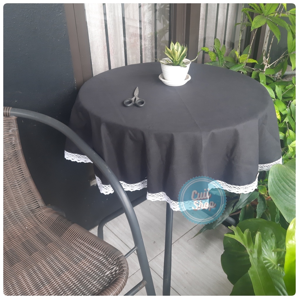 Jual Taplak MEJA BULAT Kain POLOS Keliling RENDA Rajut Ukuran Kecil dan ...