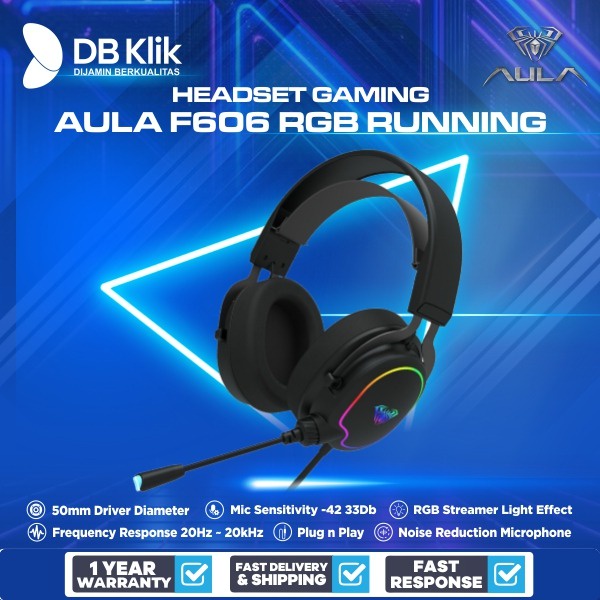 Jual Headset Gaming AULA F606 Wired RGB Running- AULA F606 Gaming ...