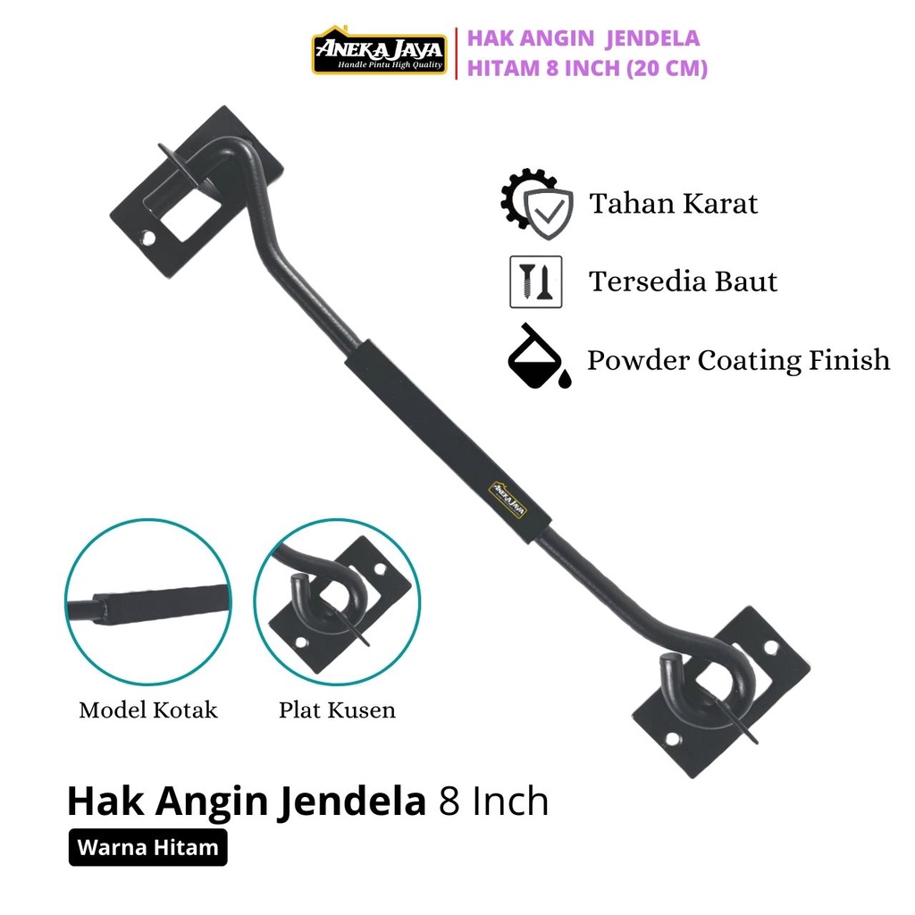 Jual Hak Angin Hitam Doff Model Kotak Minimalis - Panjang 8 inch 20 cm ...