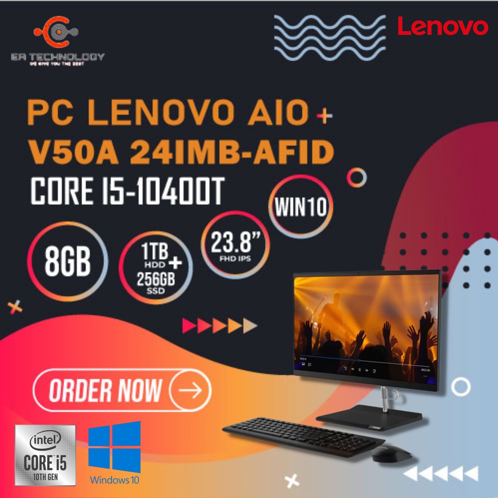 Jual PC LENOVO AIO V50a 24IMB-AFID i5-10400T 8GB 1TB HDD+256SSD FHD IPS W10 | Shopee Indonesia