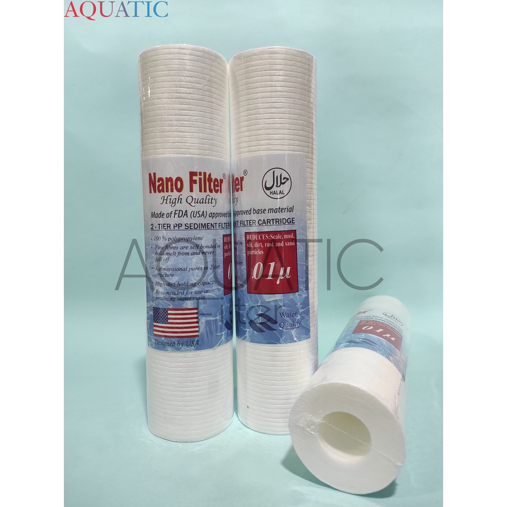 Jual Nano Filter 01 Mikron 10in/Catridge Sediment Spun/Saringan Air ...