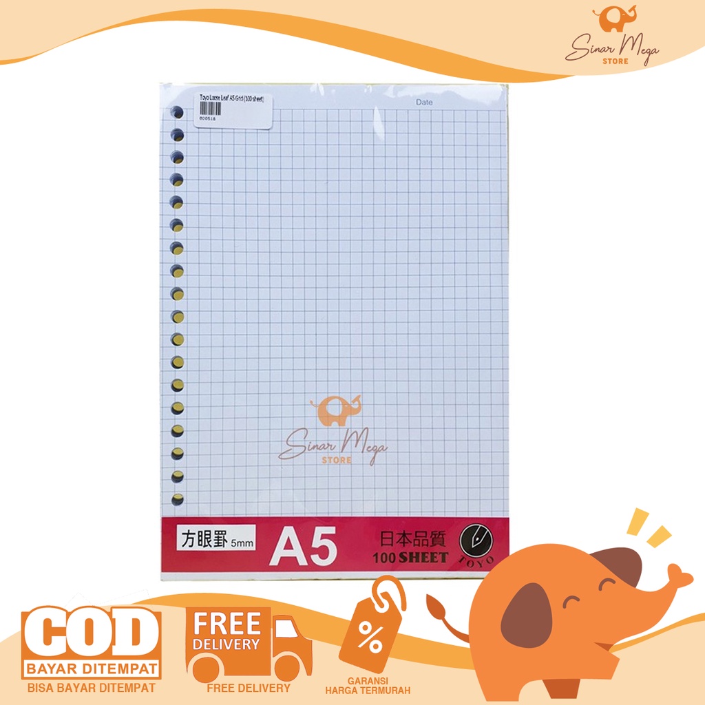 Jual Toyo Loose Leaf A5 GRID 100 Sheet/Lembar Isi Ulang Kertas Binder Murah Berkualitas | Shopee ...