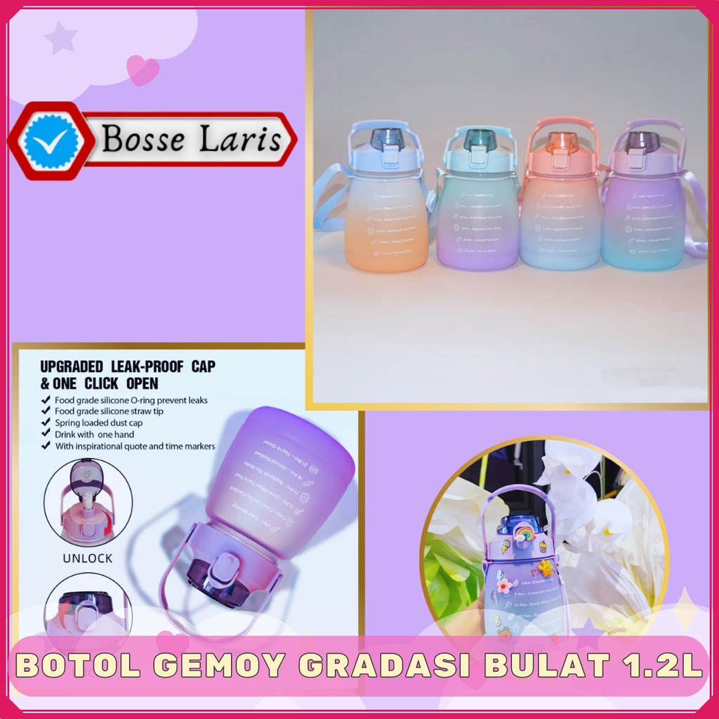 Jual Botol Motivasi Viral Plus Stiker & Tali Botol Gemoy Bulat Pelangi ...