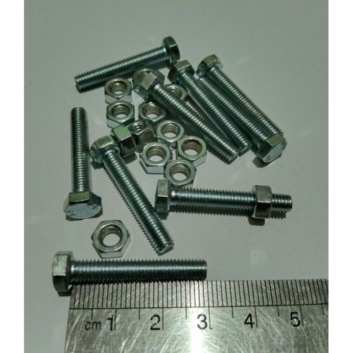 Jual 20 pcs baut + mur putih BMP m5 x 30 mm galvanis ( kunci 8 ) | Shopee Indonesia