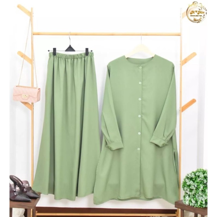 Jual set rok tunik crinkel airflow/long set rok crinkel/setelan tunik ...