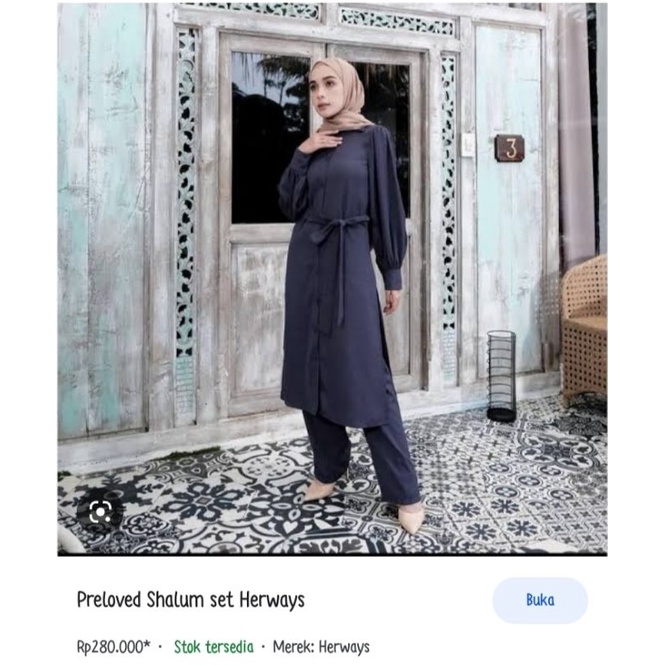 Jual Shalum Set by Herways warna denim / Baju muslim set | Shopee Indonesia