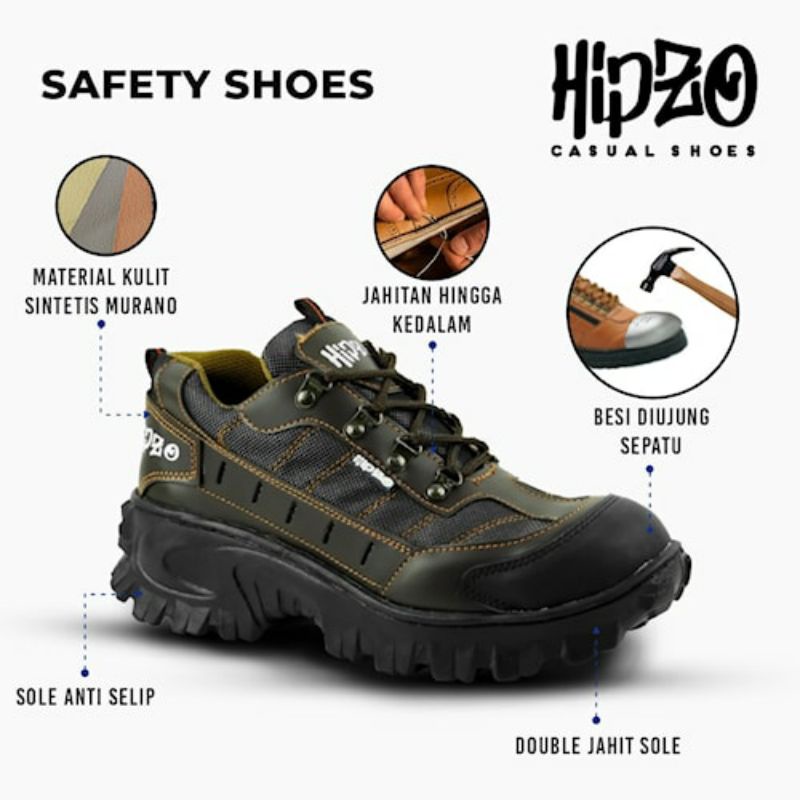 Jual sepatu pengaman atau sepatu sapety/ Hipzo M 52/ sepatu pria ujung ...
