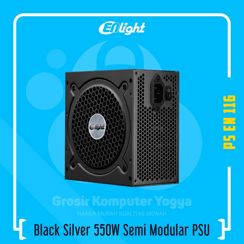 Jual Enlight Black Silver 550W Semi Modular 80 Plus Bronze PSU Power ...