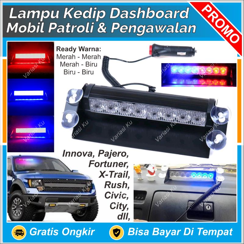 Jual LAMPU LED MOBIL KEDIP TEMPEL KACA DASHBOARD KABIN DEPAN 8 TITIK ...