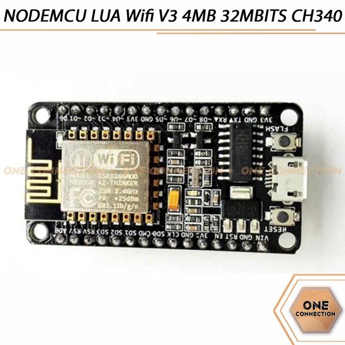 Jual NODEMCU LUA Wifi V3 4MB 32MBITS CH340 Flash ESP8266 ESP12 CP2102 BOARD onecon90 Segera ...