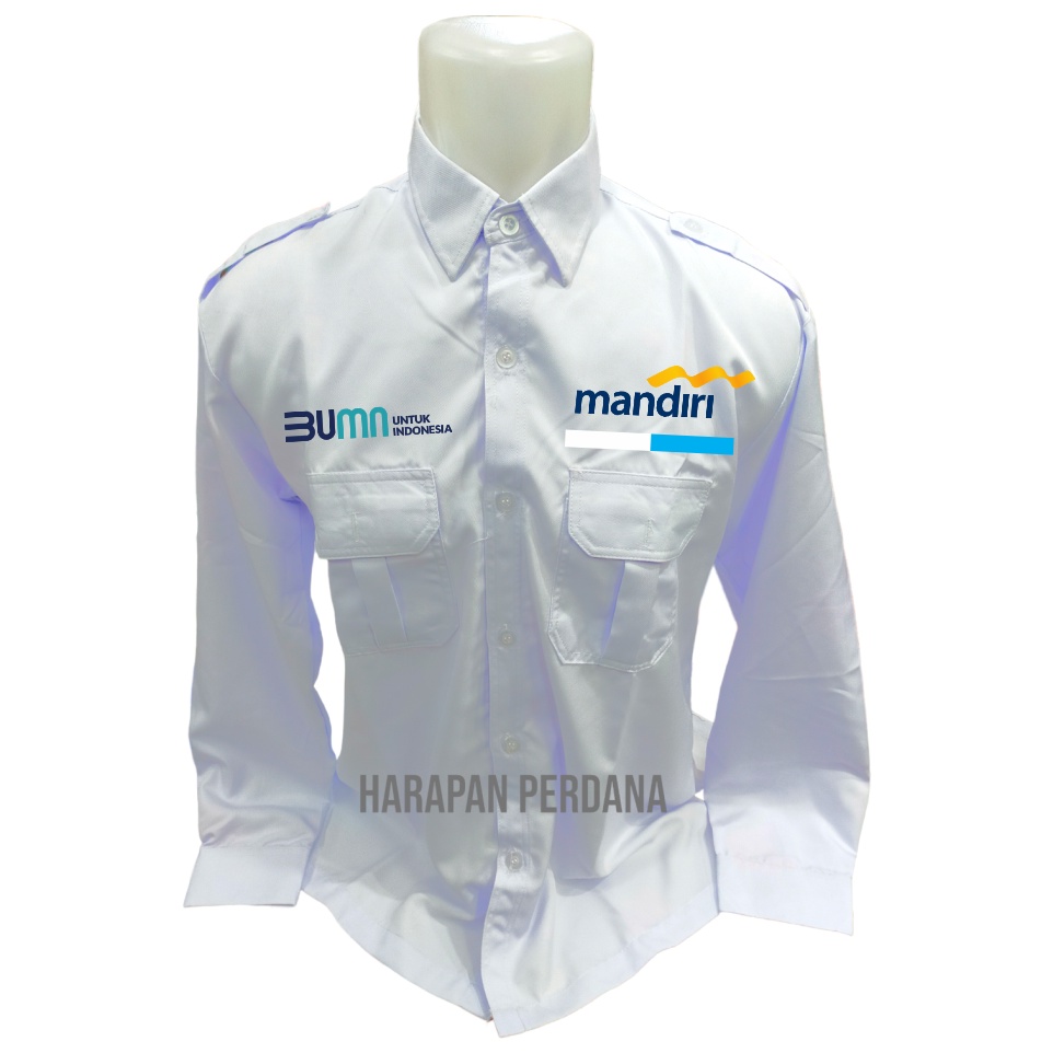 Jual Seragam Kemeja PDH Kantor Bank Mandiri Lengan Panjang Biru Navy ...