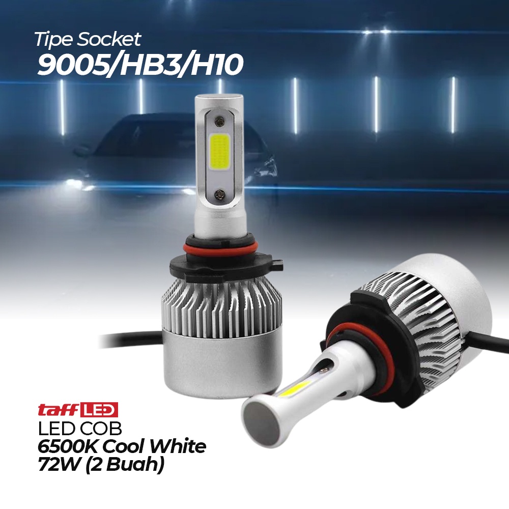 Jual Lampu Mobil LED COB Headlight 8000LM Chip Cool White 2 PCS 9005/HB3/H10 - S2 - Silver ...