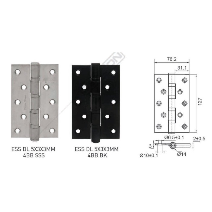 Jual Hinge Dekkson Ess Dl 5X3X3Mm 4Bb Bk Engsel Kupu Stainless Hitam 5 ...