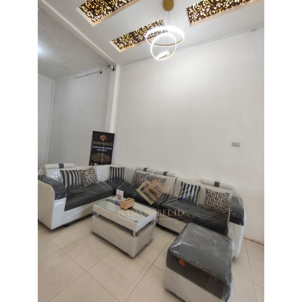 Jual SOFA L MINIMALIS BESAR / SOFA NANAMEBEL | Shopee Indonesia
