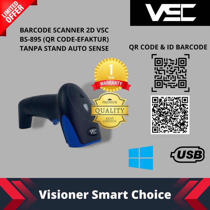 Jual Scanner Barcode Scanner 2D Vsc Bs-895 (Qr Code-Efaktur) Tanpa ...