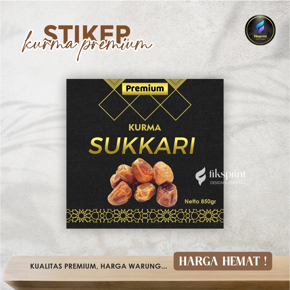 Jual Stiker Kurma Sukkari Premium Gold ukuran 10.5 x 10 cm | Shopee ...