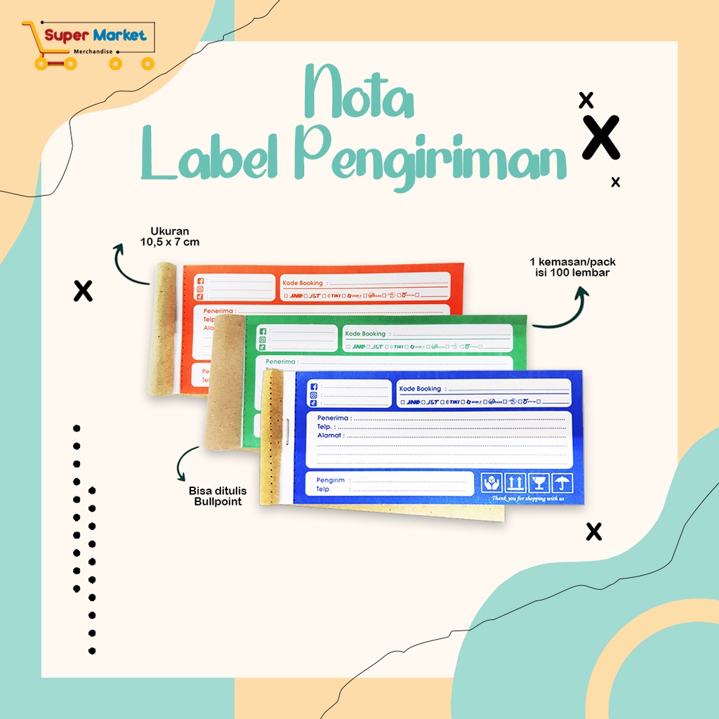 Jual Nota label pengiriman Olshop 100 Lembar / label alamat / Resi ...