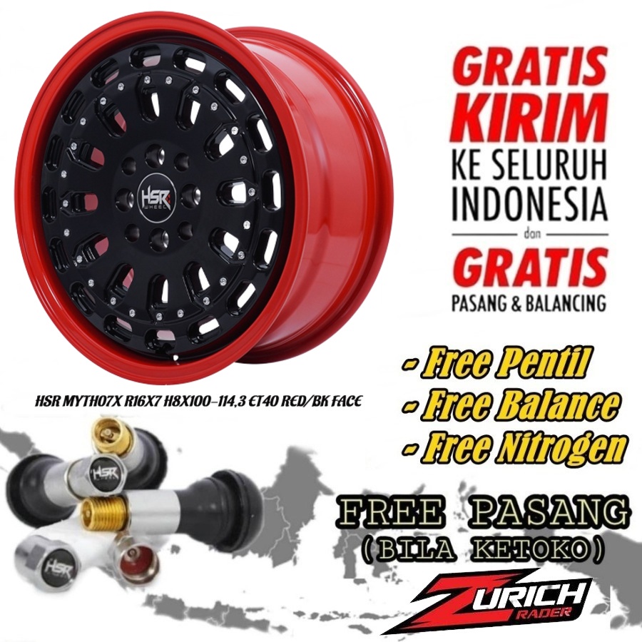 Jual Velg Racing Ring 16 Hsr Myth07x R16 H8x100/114,3 Black Red Face ...