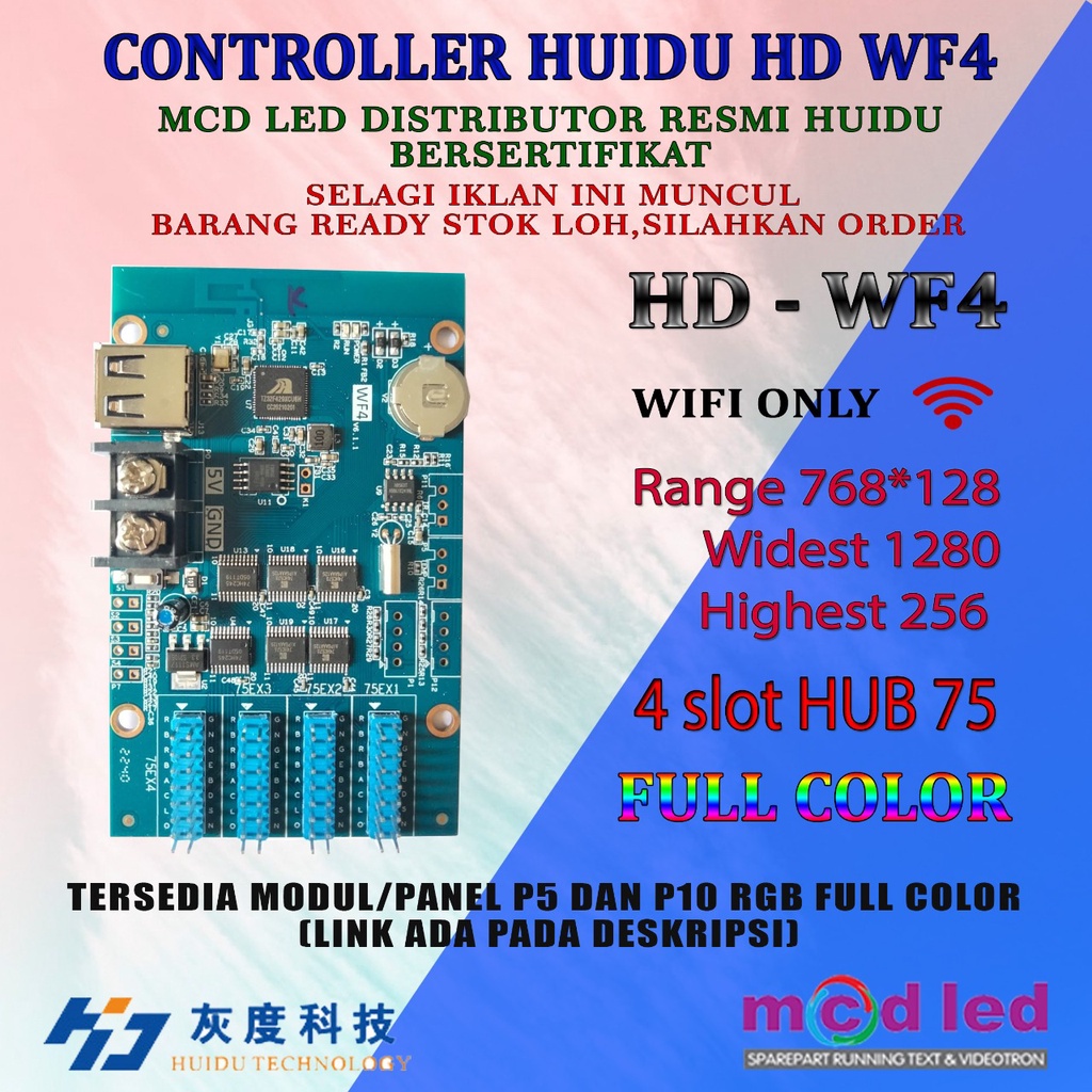 Jual HD WF4 WIFI CONTROLLER HUIDU FULL COLOR RUNNING TEXT | Shopee ...