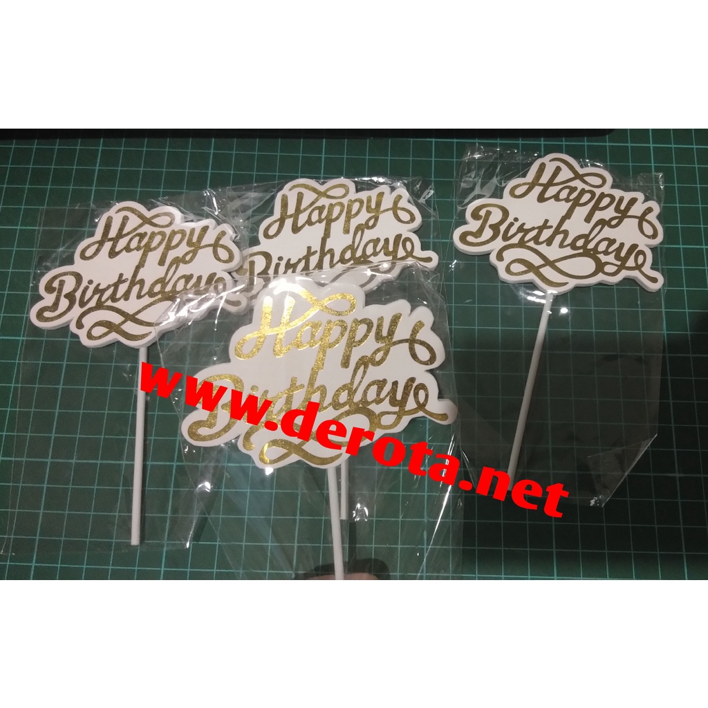 Jual Topper Ultah Cake Cupcake Gold Emas Ulang Tahun Birthday | Shopee ...