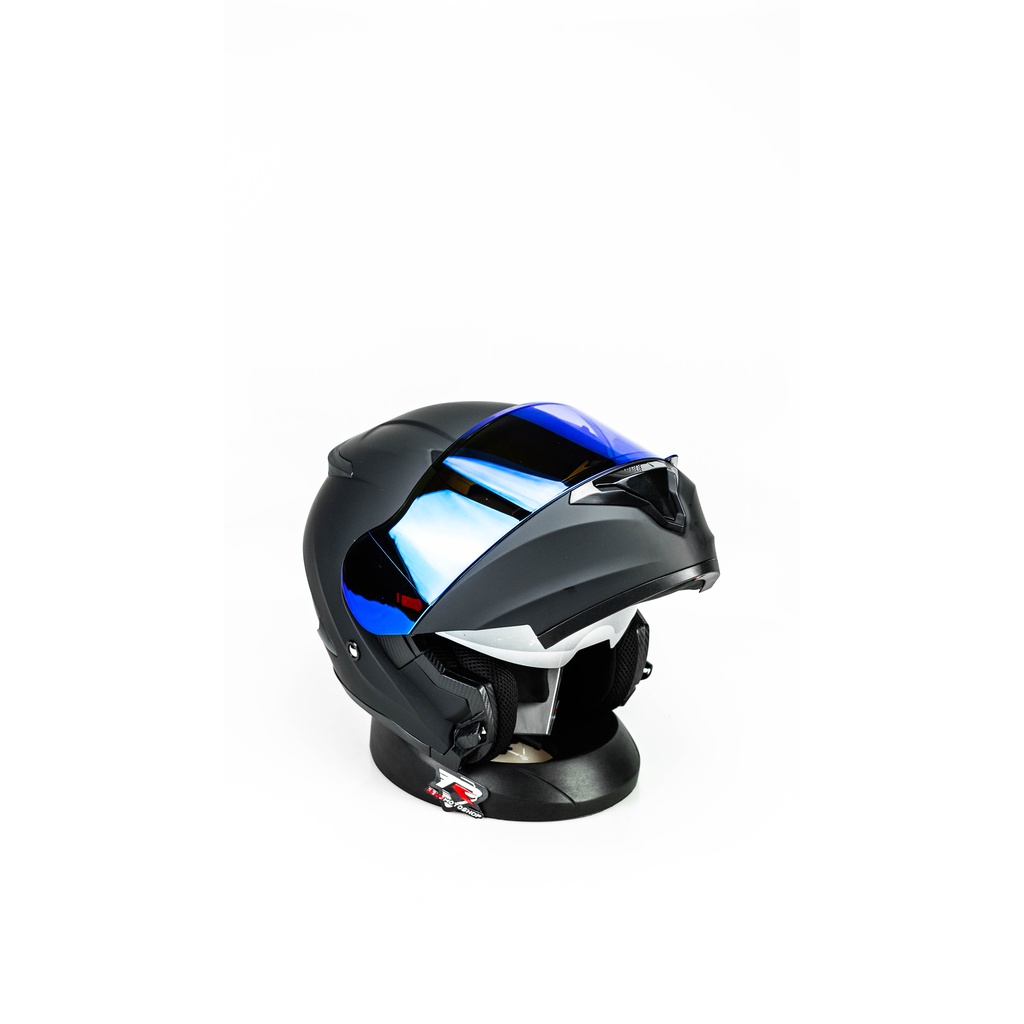 Jual HELM SNAIL MODULAR M1 - Black Matt - Visor Blue | Shopee Indonesia