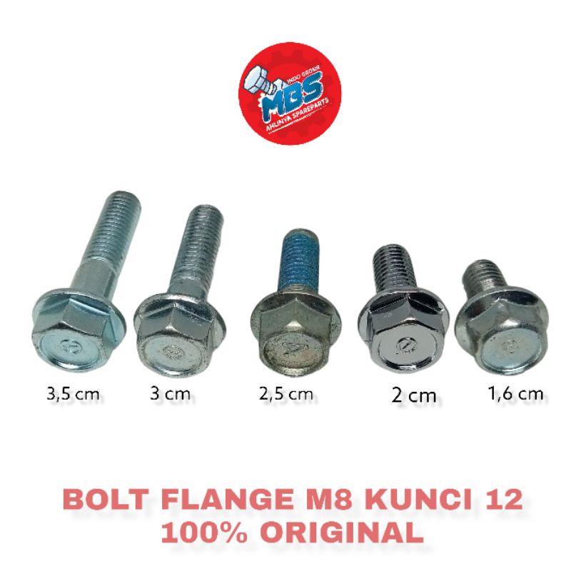 Jual BOLT FLANGE BAUT 12, TOPI ORIGINAL M8×16 M8×20 m8×25 m8x30 m8x35 BAUD 12 ORI | Shopee Indonesia