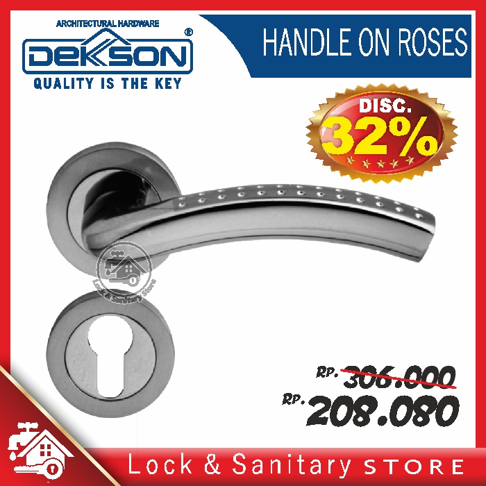 Jual Handle Pintu Dekson Dekkson LHR 2068 AZ SN + NP Lever Handle Roses ...