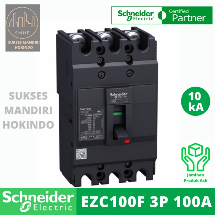 Jual MCCB 3 Phase 100 Ampere 3p 100a OriginalSNI Schneider EasyPact EZC100F | Shopee Indonesia
