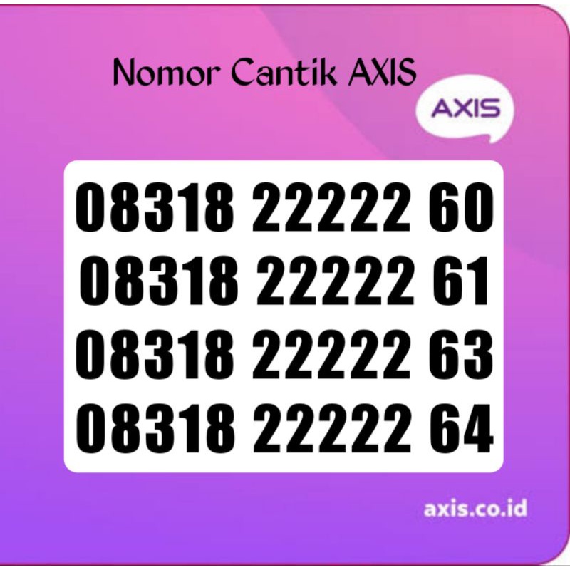 Jual Kartu Perdana Nomor Cantik AXIS Panca 22222 dan Panca 66666 Rapi Panca 00000 Kwartet 0000 ...