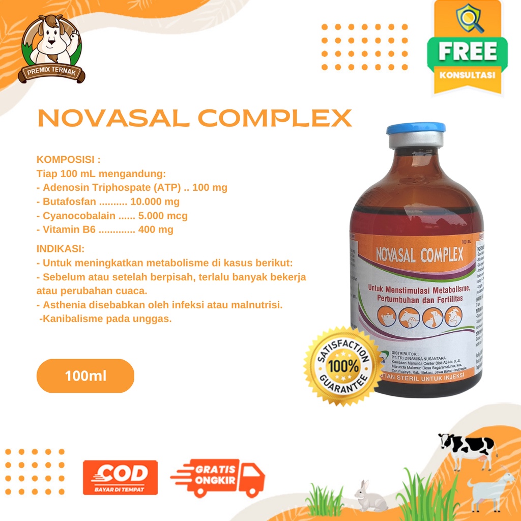 Jual NOVASAL COMPLEX 100ml - Penguat Metabolisme Stamina Hewan B12 ...