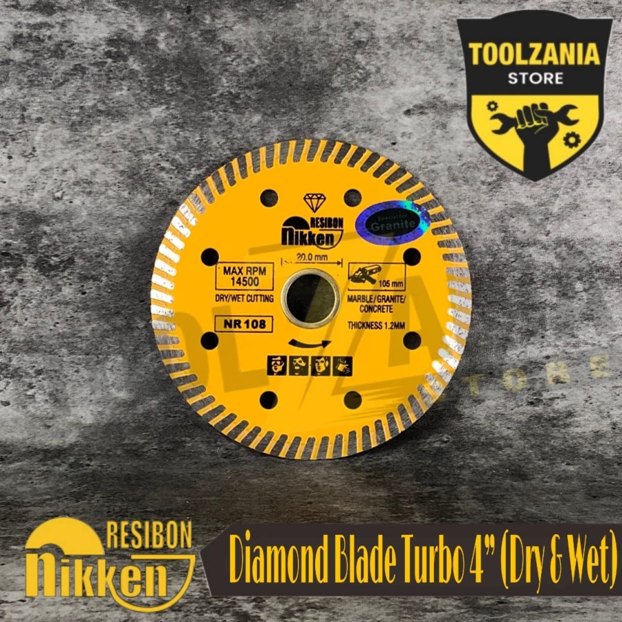 Jual Diamond blade turbo 4" wet & dry cutting granite mata potong 4 ...