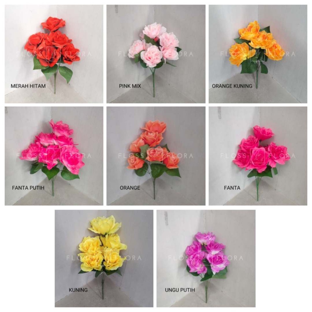Jual Bunga Artificial / Bunga Palsu / Rose Milva X6 | Shopee Indonesia